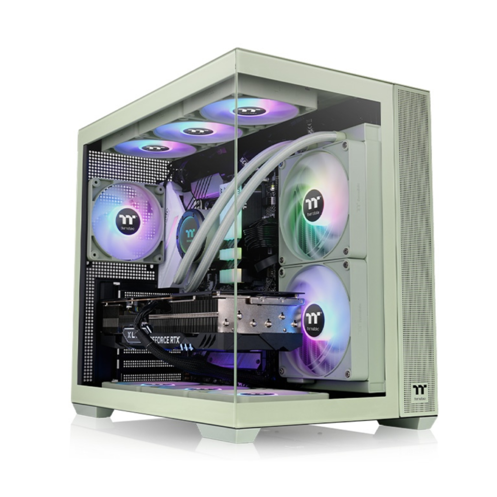 Gabinete TT View 380 Mid-Tower TG x2 Fan ARGB x4 Matcha Green - Max Tecno