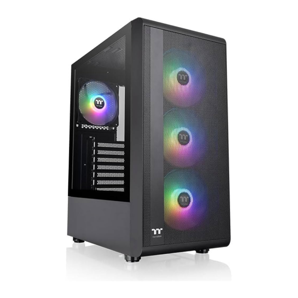 Gabinete TT S200 Mid-Tower TG Fan ARGB x4 Black - Max Tecno